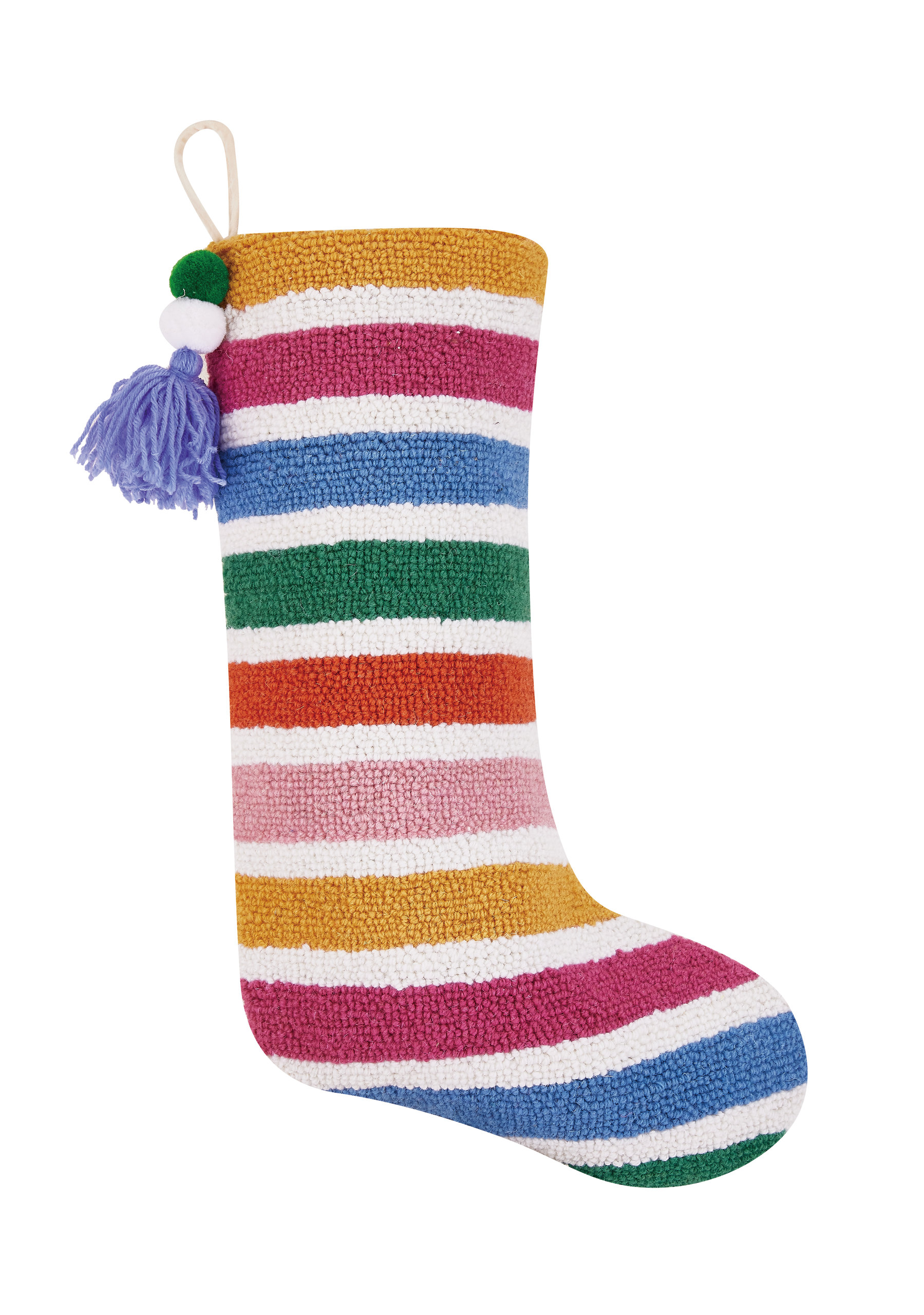 Rainbow Stocking W/Pom Pom Tassel - Traditional - Christmas Stockings ...