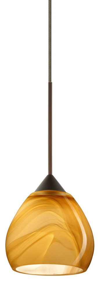 Tay Tay 1 Light Pendant, Bronze, LED, Honey Glass - Contemporary ...