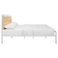 Modern Urban Queen Size Platform Bed Frame With 10" Memory Foam, Faux ...