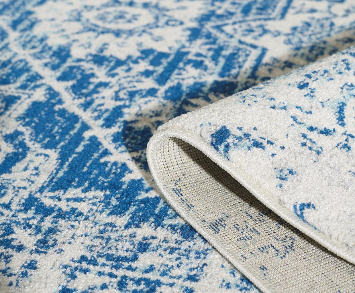 Evolution Ivory/Blue Verona 2' x 7' Runner Rug, 9' x 12' - Contemporary ...