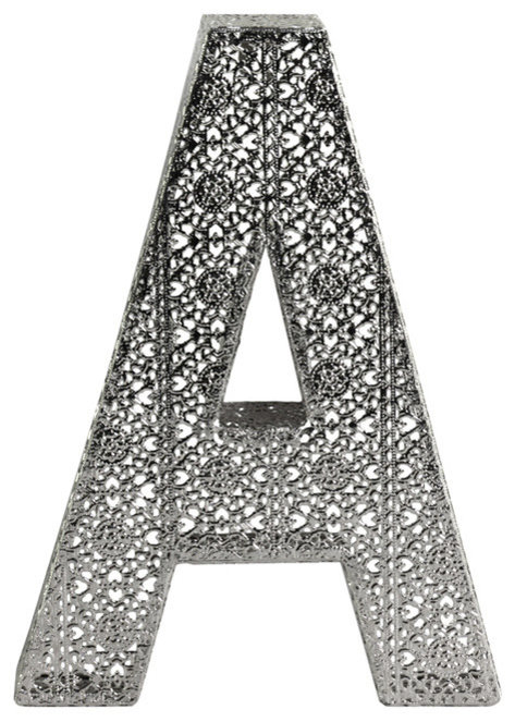 Alphabet Wall Decor Letter "A" Pierced Metal Design, Silver, Large ...