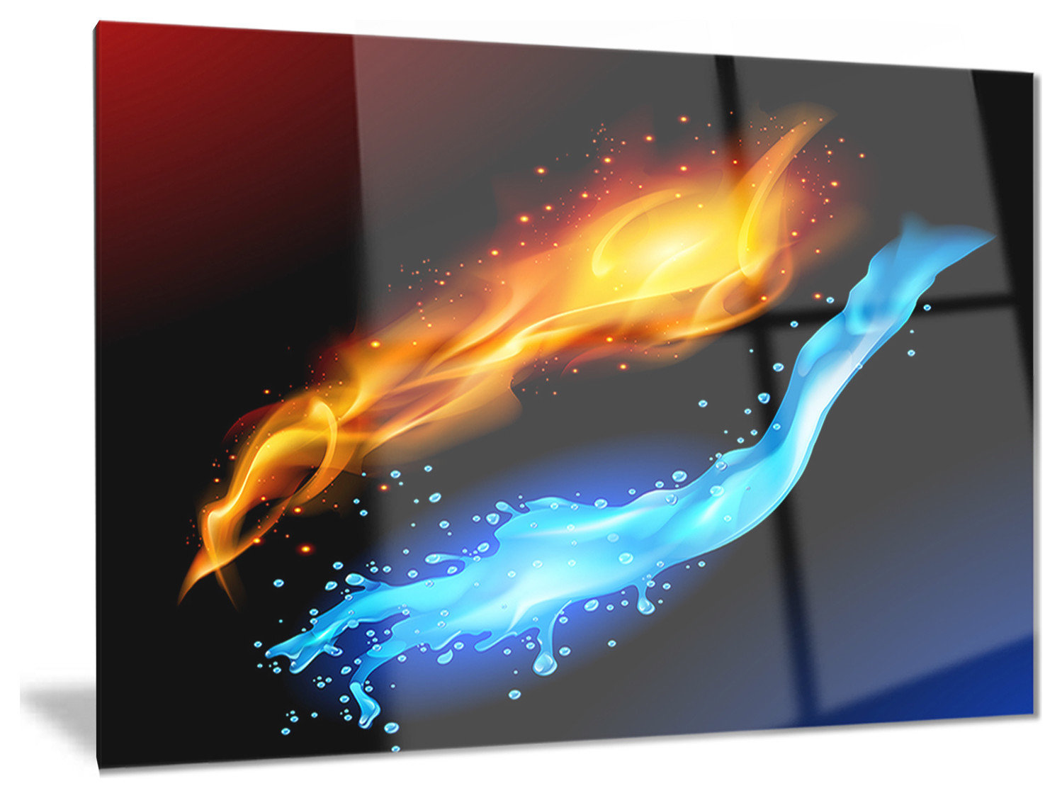 "Fire and Water" Contemporary Art Glossy Metal Wall Art, 40"x30 ...