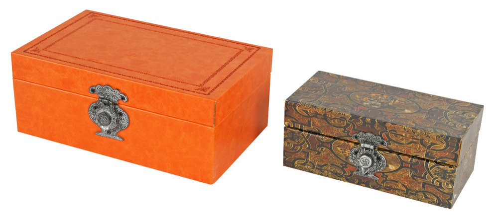 Box With Faux Leather Covers, 2-Piece Set - Traditional - Decorative ...