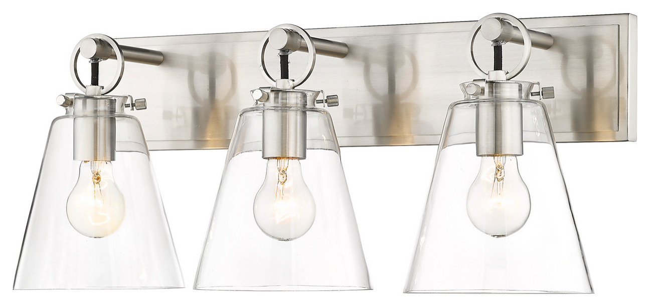 Harper Three Light Vanity, Brushed Nickel - Transitional - Bathroom ...
