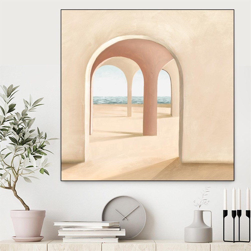 Giant Art Canvas 20x20 Arched Window Framed in Multi-Color ...