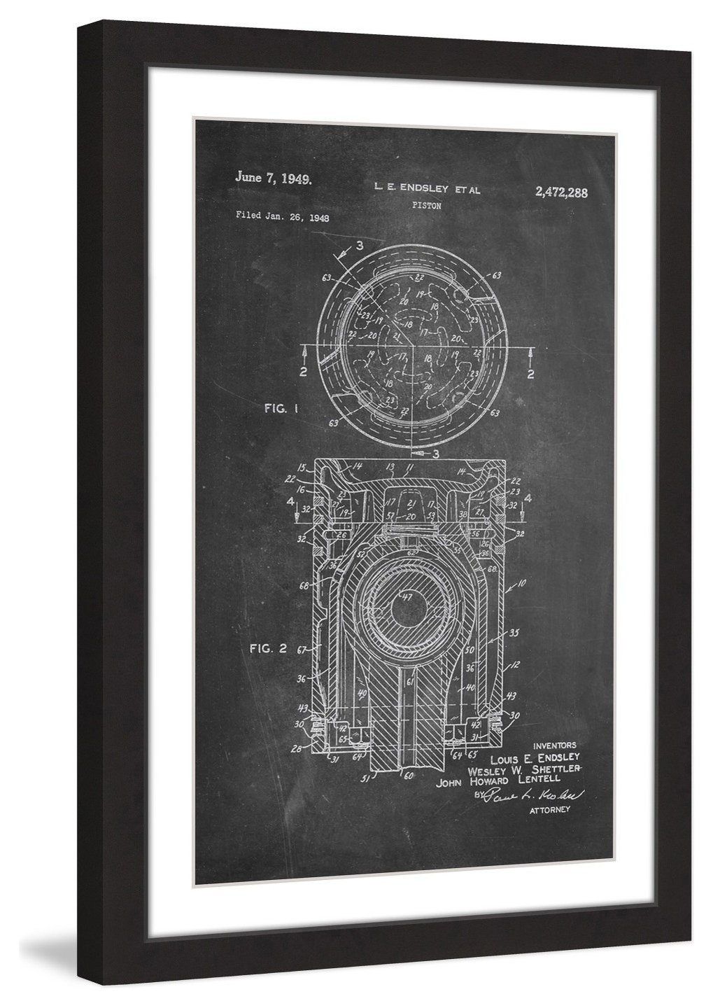 "Piston 1949 Chalk" Framed Painting Print, 20x30 - Contemporary ...