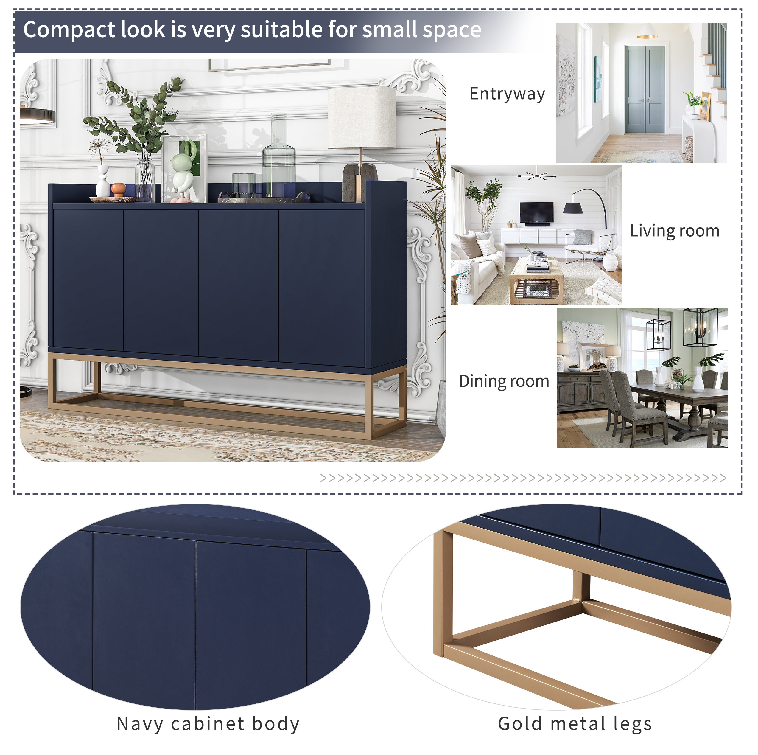 TATEUS 47" Modern Sideboard Buffet Cabinet For Dining Room Kitchen ...