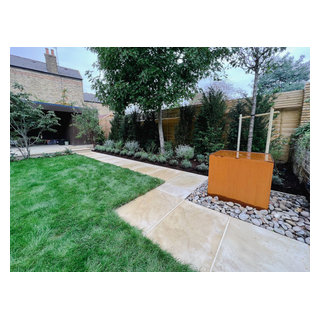Havest Smooth Sandstone Path & Corten Water Feature - Contemporary ...
