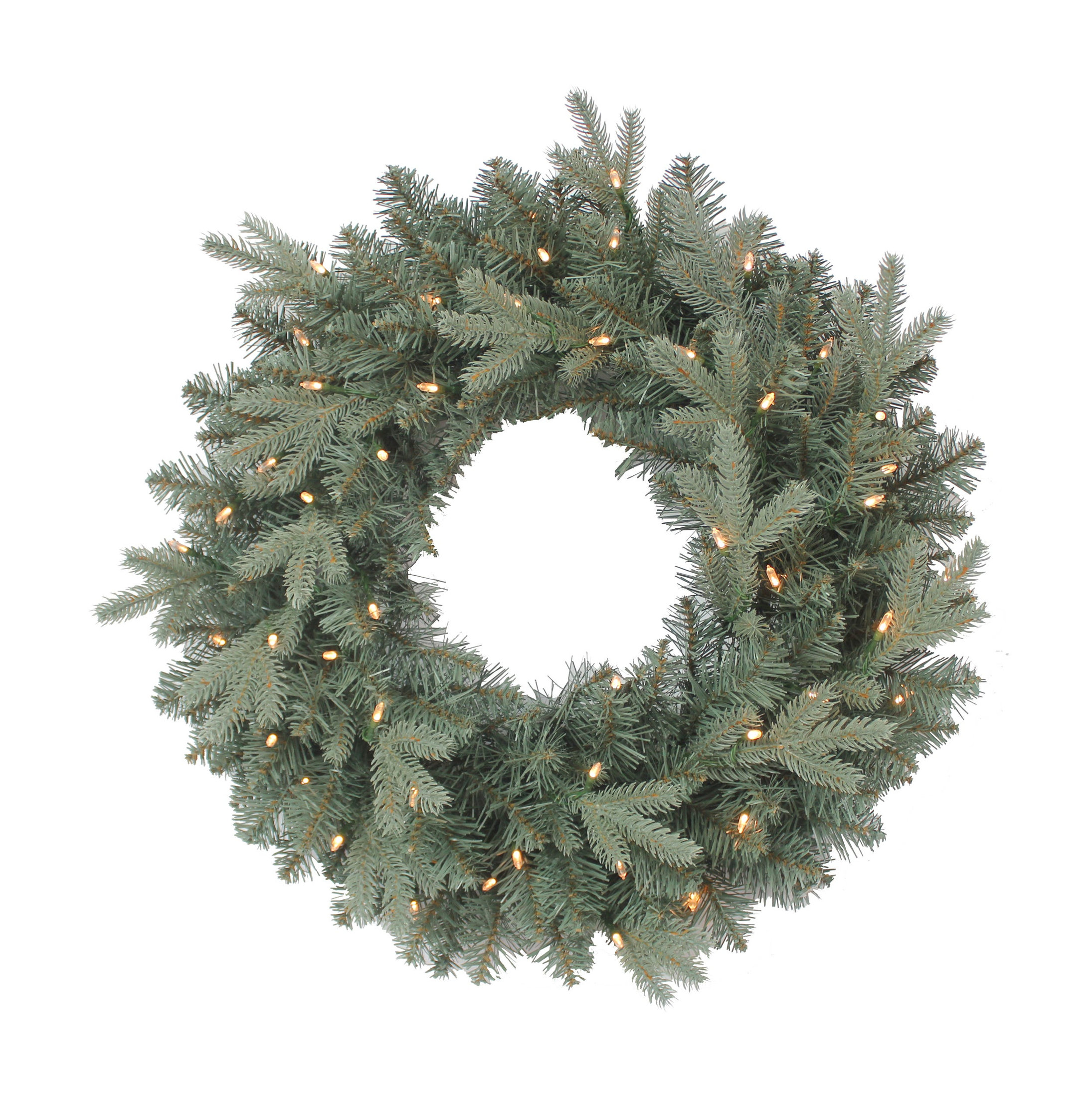 24" Battery-Operated Pre-Lit Warm White LED Blue Spruce Wreath, 24 ...