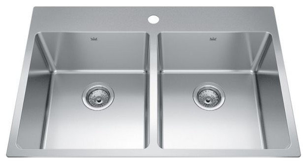 Franke Brookmore 33in x 22in Drop-In Double Bowl Stainless Steel Kitchen Sink - Contemporary ...