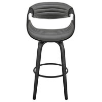 30 Grey Faux Leather and Black Wood Retro Chic Bar Stool - Transitional - Bar Stools And Counter ...