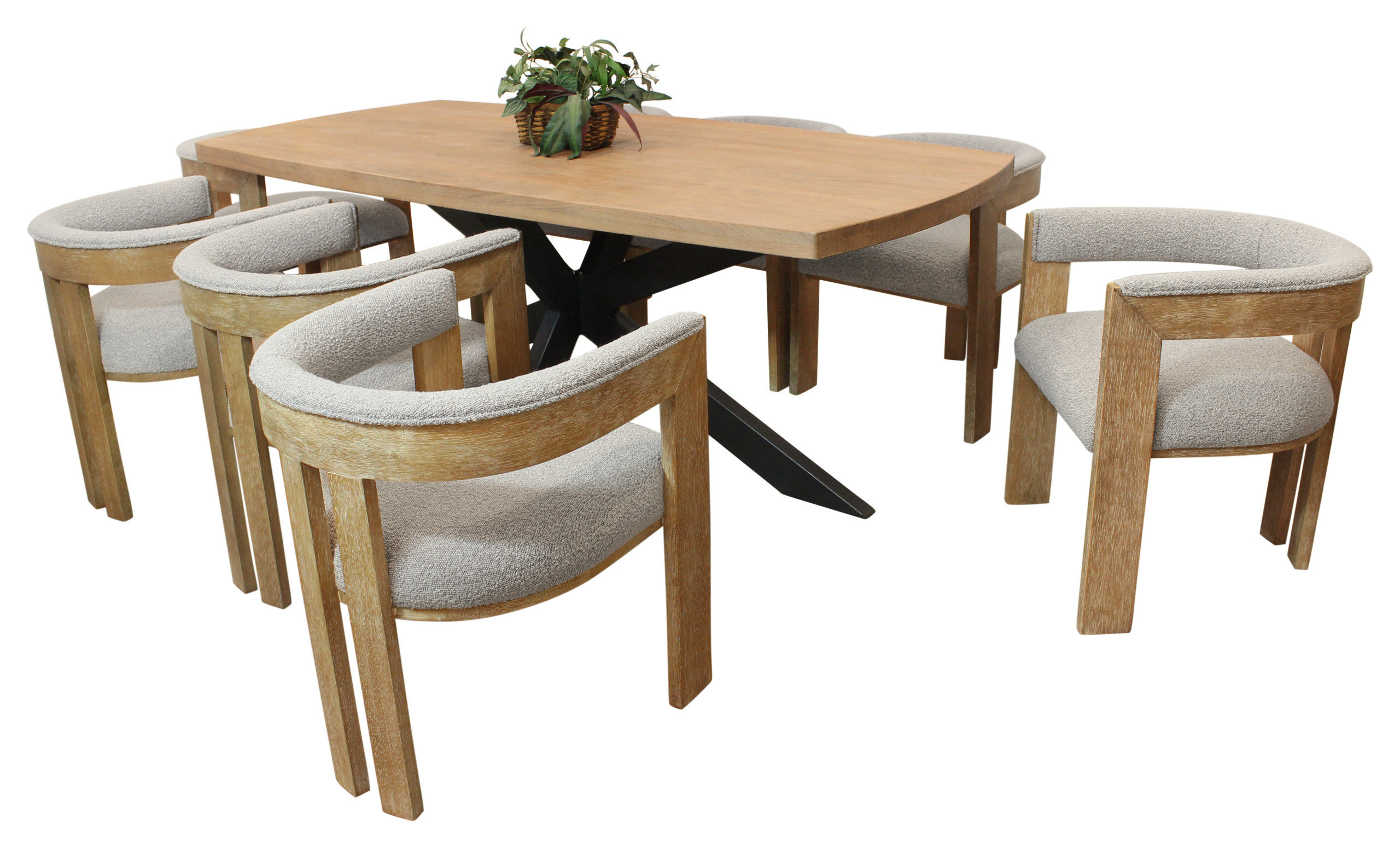 Logan 9-Piece Set With 82" Dining Table And 8 Trish Gray Arm Chairs - Farmhouse - Dining Sets ...