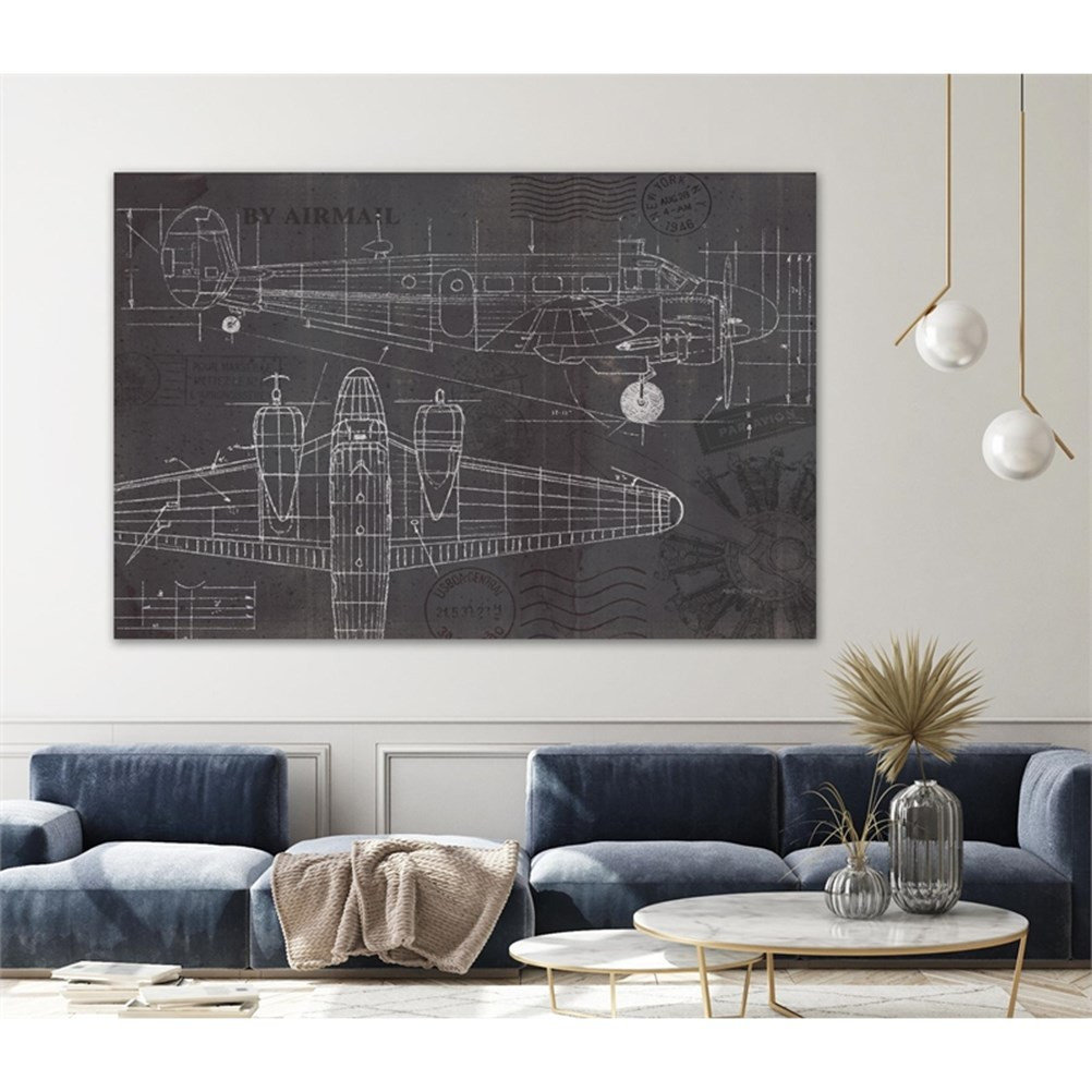 Giant Art Fine Art Giant Canvas Print Plane BluePrint in Multi-Color ...