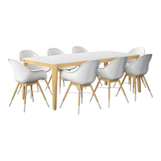 Amazonia Bahrain 215" White 9 Person Outdoor Rectangular Dining Set ...