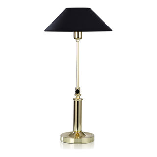 Dann Foley Lifestyle Table Lamp Polished Gold Metal Black Shade ...