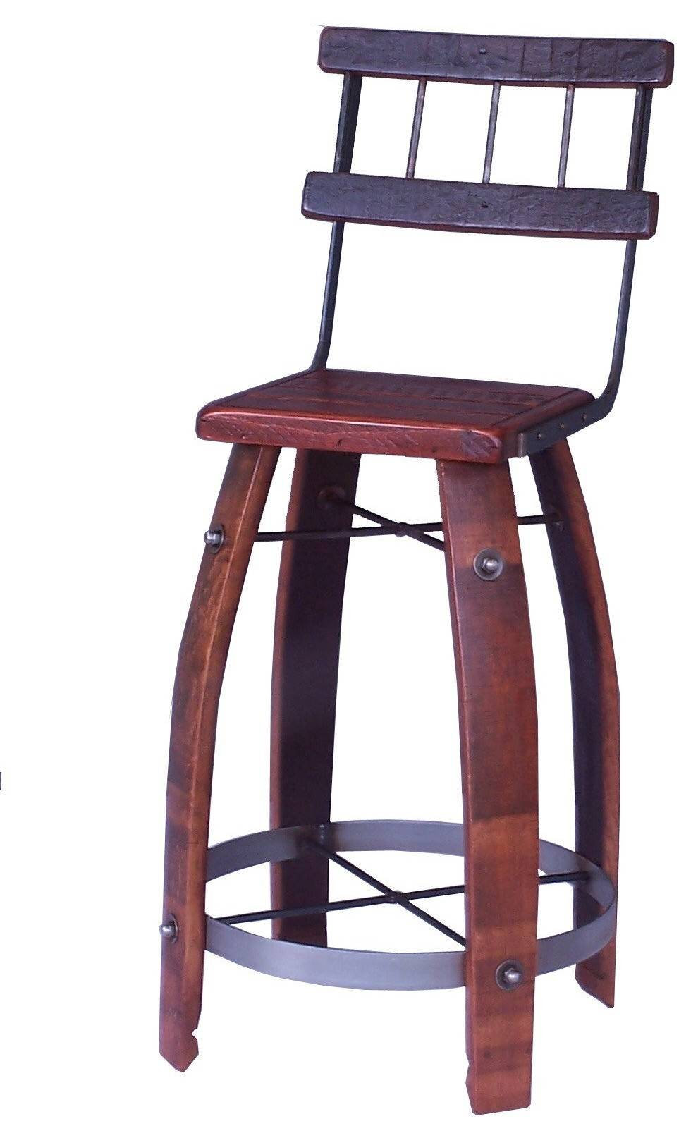 Wood Stave Stool With Back, 28" - Industrial - Bar Stools And Counter ...