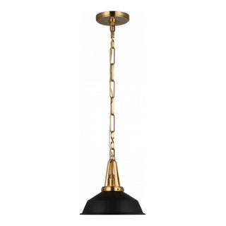 Layton Pendant, 1-Light Antique-Burnished Brass, Matte Black Panels ...