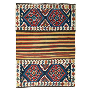 Persian Kilim Fars Ghashghai Antique 4'10"x3'6" Hand Woven Oriental Rug ...