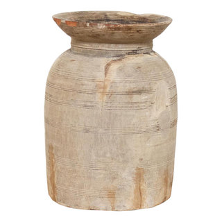 Primitive Wooden Pot-Aum - Rustic - Indoor Pots And Planters - by De ...
