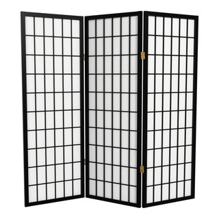 4' Tall Window Pane Shoji Screen, 3 Panels - Asian - Screens And Room ...