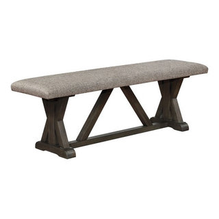 Fabric Upholstered Padded Bench with X Shaped Pedestal Trestle Base ...