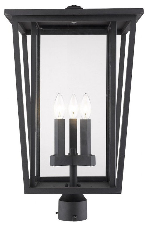 3 Light Outdoor Post Mount Lantern in Craftsman Style - 14.25 Inches ...