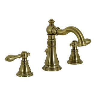 Classic Widespread Bathroom Faucet with Arched Spout and Lever Handles ...