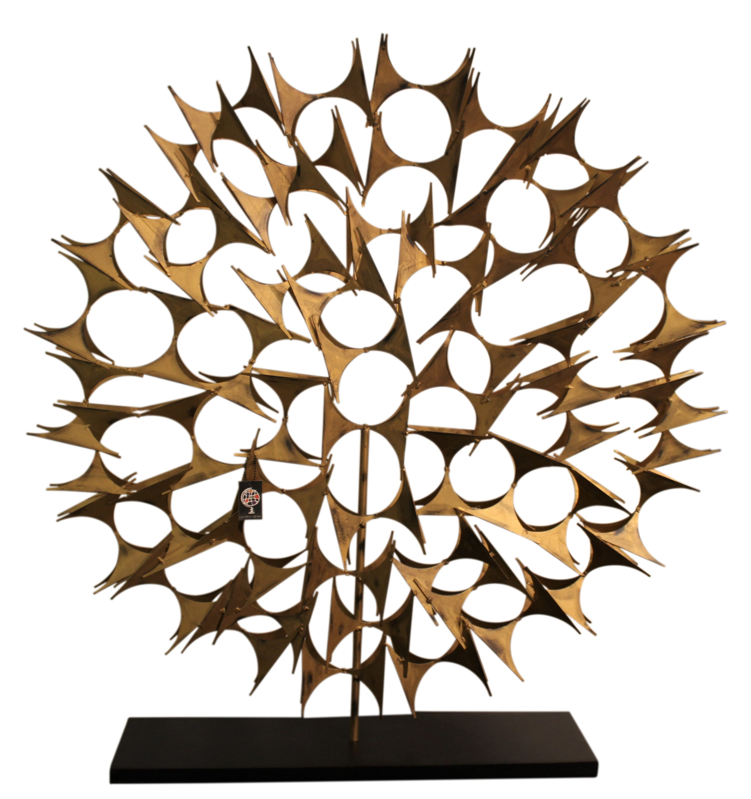 Modern Gold Black Abstract Fireplace Screen | 38" Round Midcentury ...