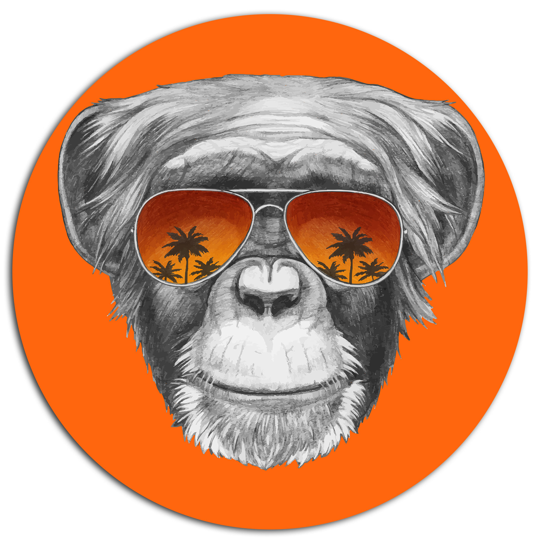 Designart - Monkey with Mirror Sunglasses' Disc Animal Metal Circle ...