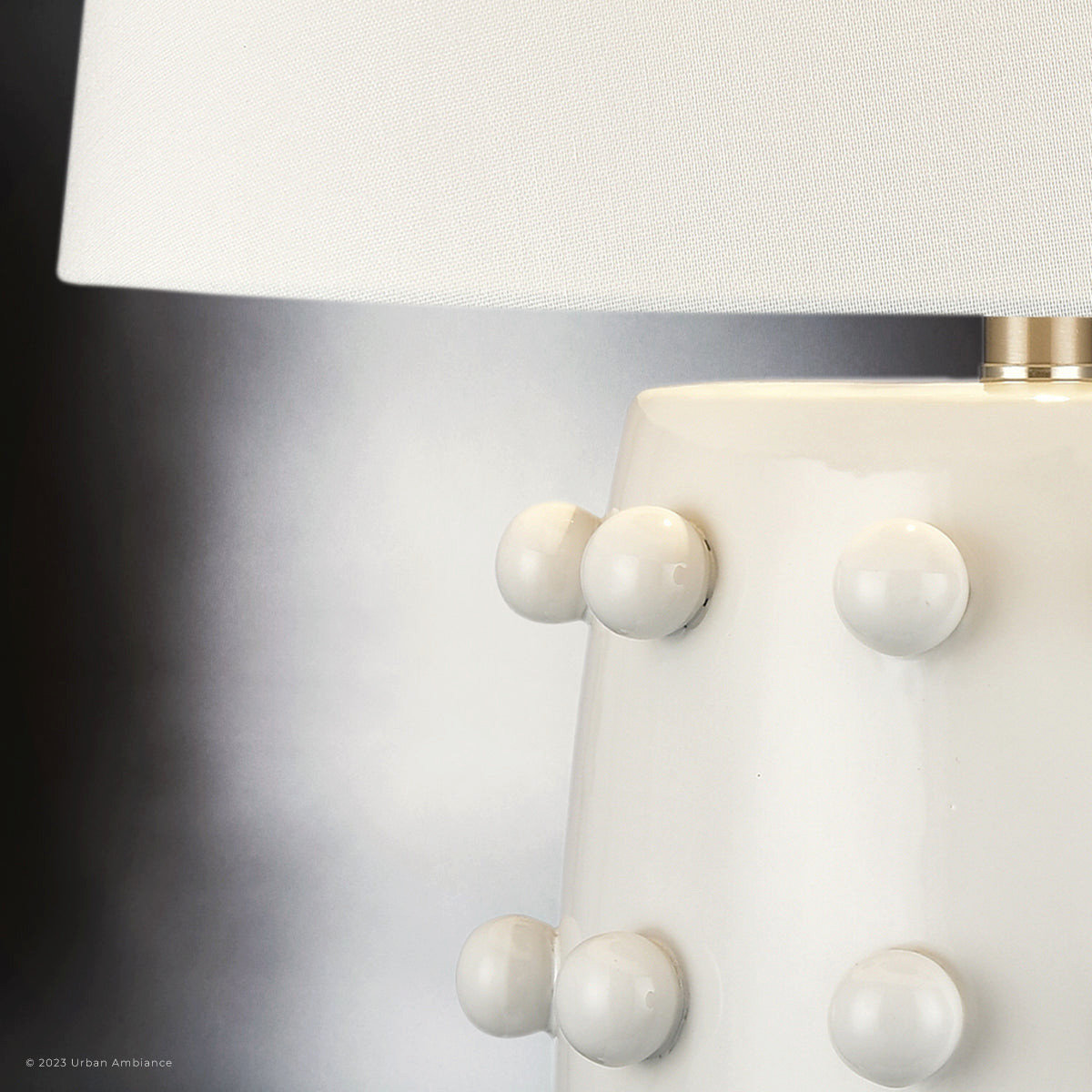 Transitional Table Lamp 15''W x 15''D x 28''H, White Glazed Finish ...
