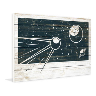 "Sputnik's Orbit" Painting Print on White Wood, 60"x40" - Contemporary ...