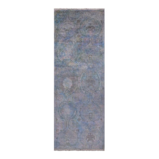 Hand Knotted Overdyed Full Pile Wool Runner Rug 2' 7" X 7' 7" - Q6486 ...