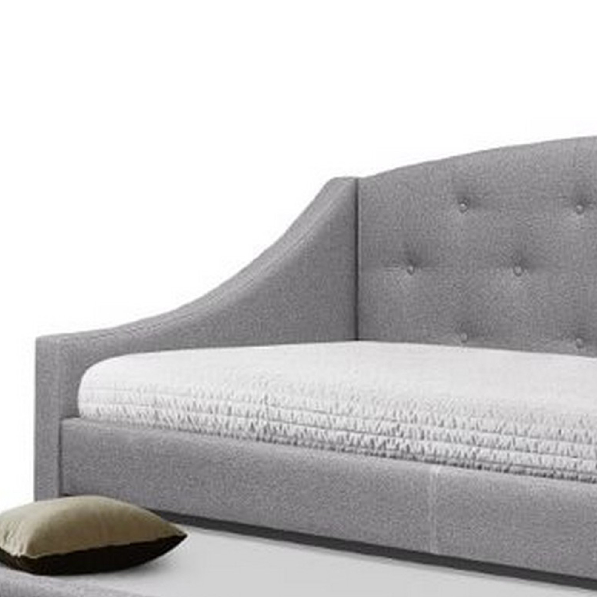 Benzara Modern Wood Twin Daybed, Trundle, Polylinen, Button Tufted ...