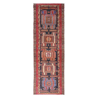 Orange Old North West Zoroastrian Hand Knotted Wool Runner Rug 3'5" x ...