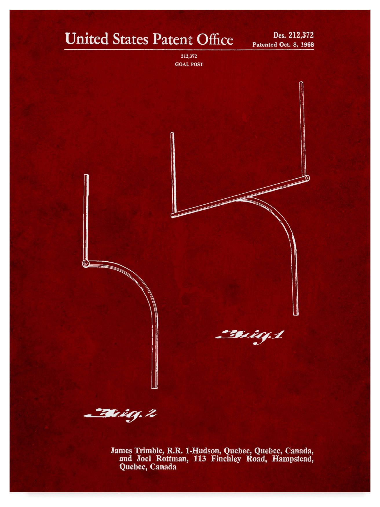 "Football Goal Post Red" by Cole Borders, Canvas Art, 19"x14 ...