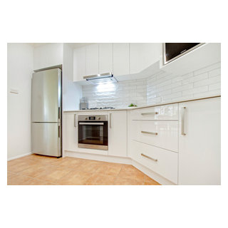 White Subway tiles used as a splashback - Modern - Kitchen - Sydney ...
