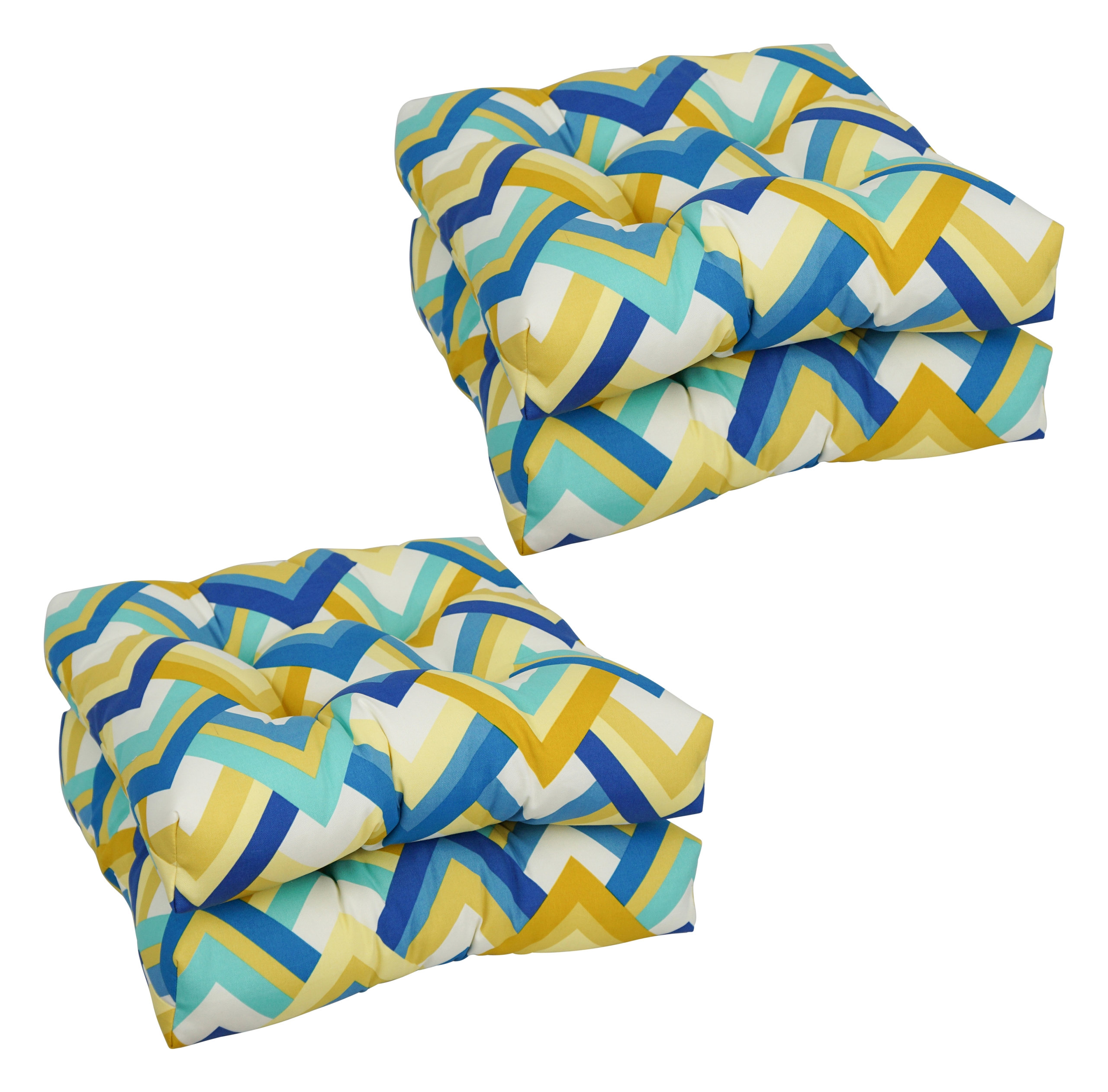 19" Squared Outdoor Tufted Dining Chair Cushions, Set of 4, Resort ...
