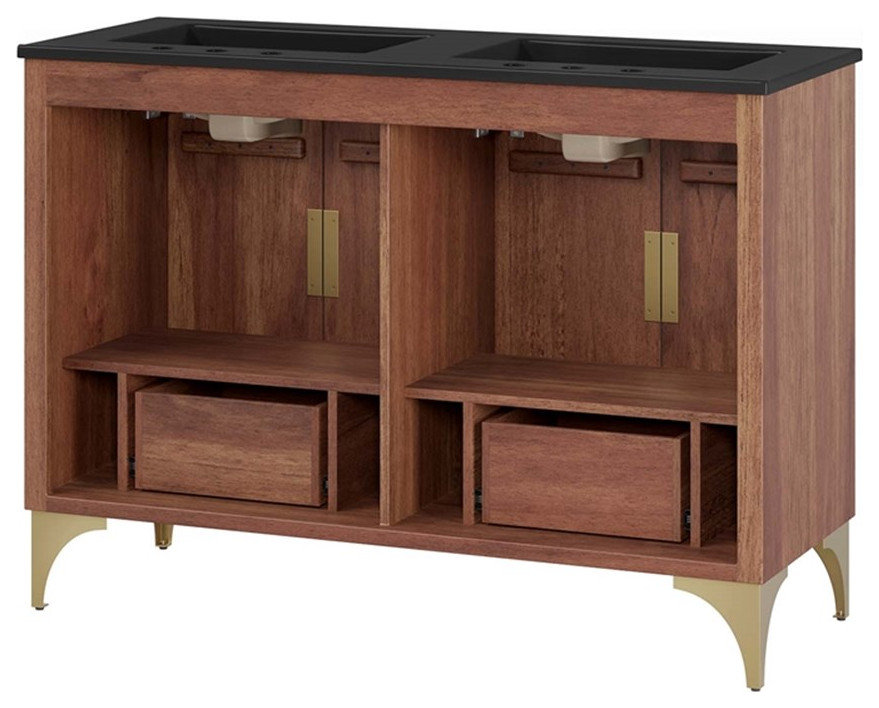 Modway Daylight 48" Solid Mango Wood Double Sink Bathroom Vanity in ...