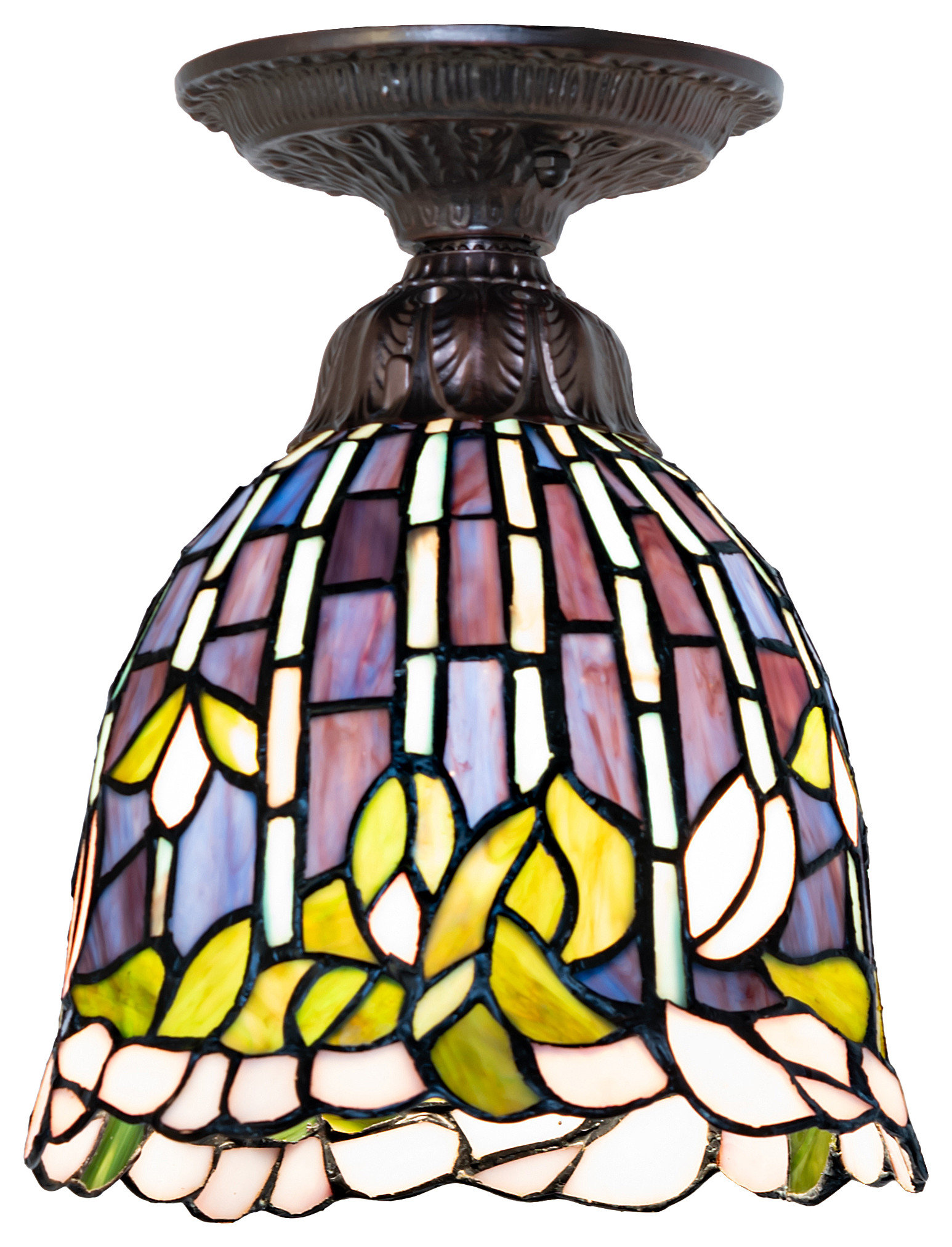 8" Wide Tiffany Flowering Lotus Flushmount - Victorian - Flush-mount ...