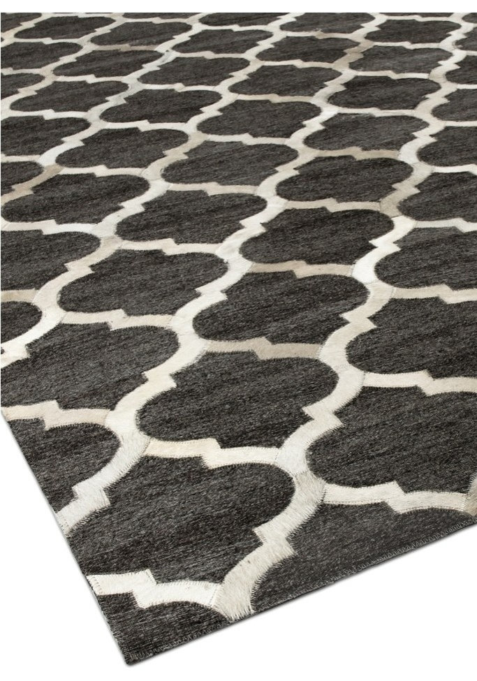 Cordova Natural Hide Rug, Charcoal and Ivory, 5'x8' - Mediterranean ...