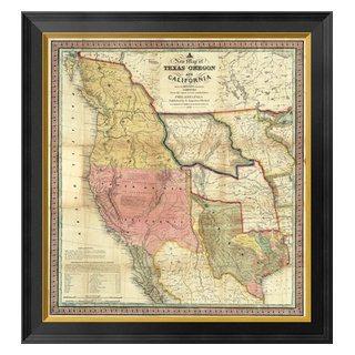 A New Map Of Texas Oregon And California, 1846, 19"x1.5"x20", 24"x1.5 ...