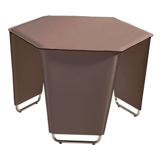 End table Leather upholstry with chrome legs Taupe - Contemporary ...