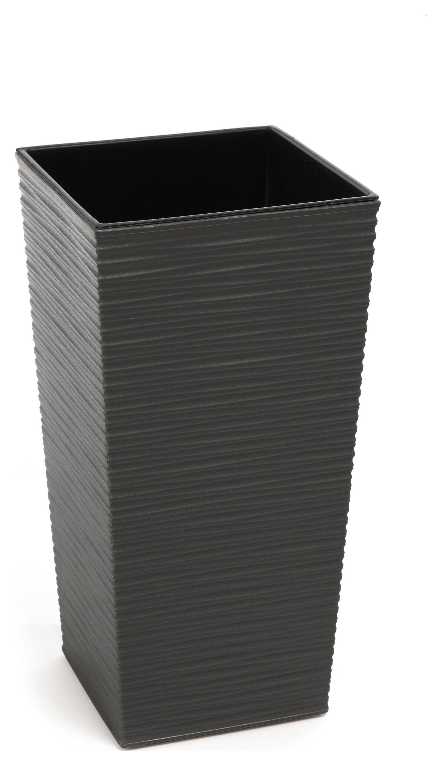 Tall Square Ribbed Planter With Insert, Medium - Contemporary - Indoor ...