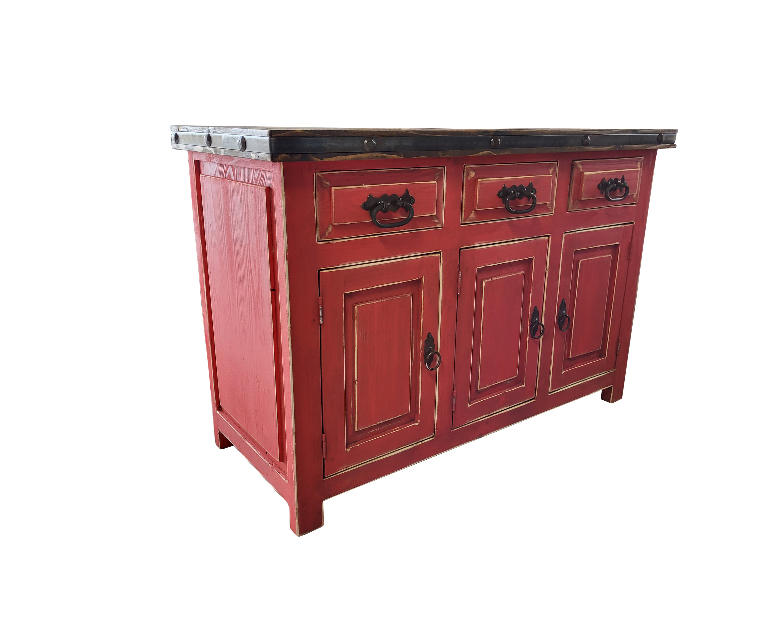 Bryson Rustic Weathered Red Bathroom Vanity Buffet, 60"x22"x36 ...