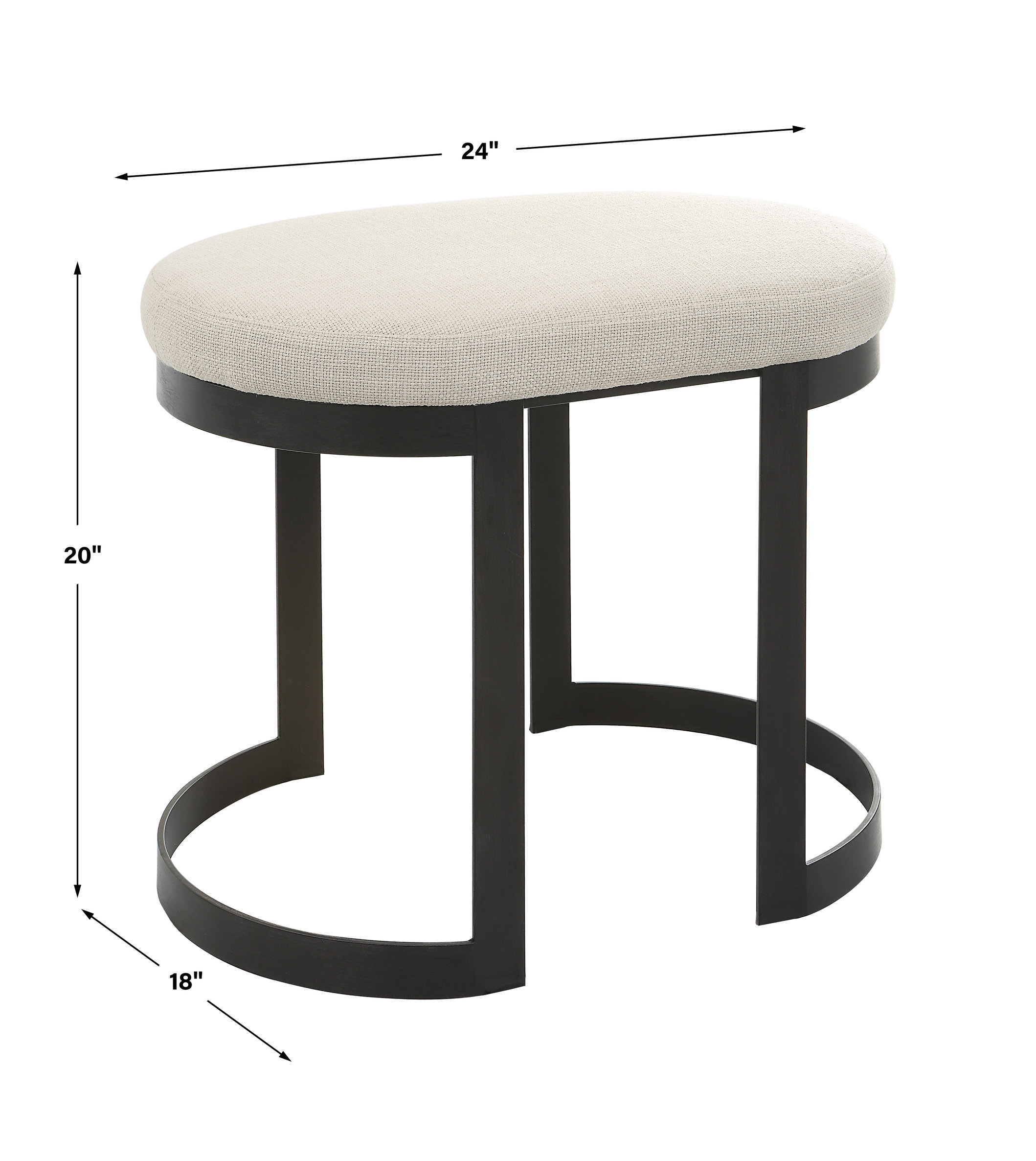 Uttermost Infinity Black Accent Stool - Transitional - Vanity Stools ...