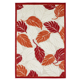 Rug Unique Loom Outdoor Botanical Beige/Burgundy Rectangular 4' 0 x 6 ...