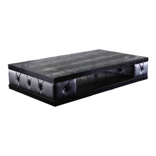 AandX Cecily Transitional Black Leatherette With Crystals Coffee Table ...