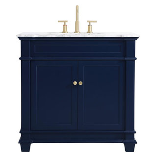 Transitional Blue Bathroom Vanity Set 36", Single - Transitional ...