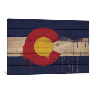 "Colorado Paint Drip State Flag on Wood Planks" by iCanvas, 12x8x0.75 ...