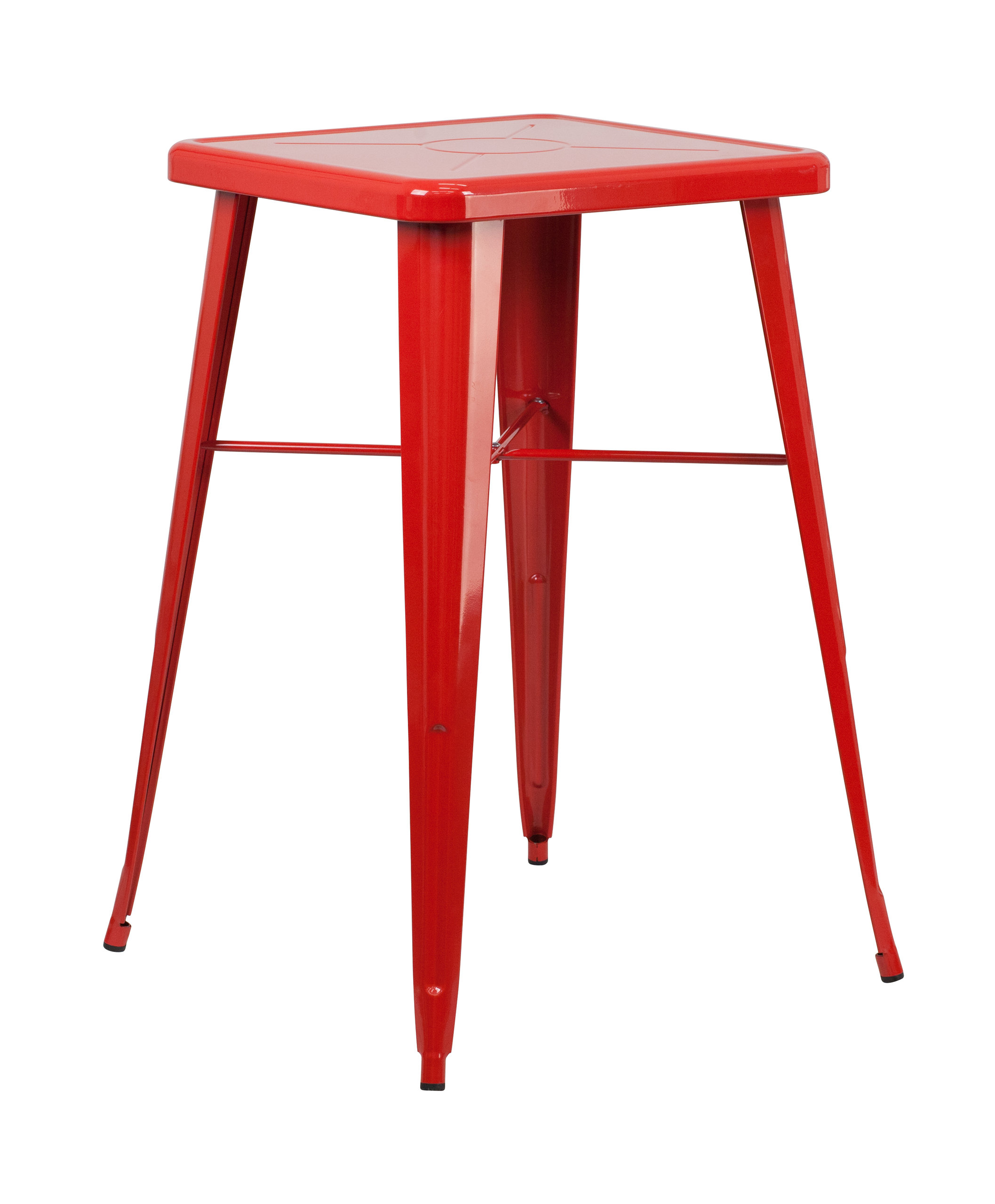 Flash Commercial Grade 23.75" Square Red Metal Bar Table - Industrial ...